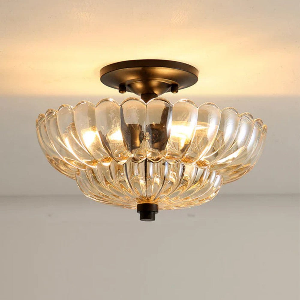 Lightcollects Home American Vintage Amber Glass Semi-Flush Ceiling ...
