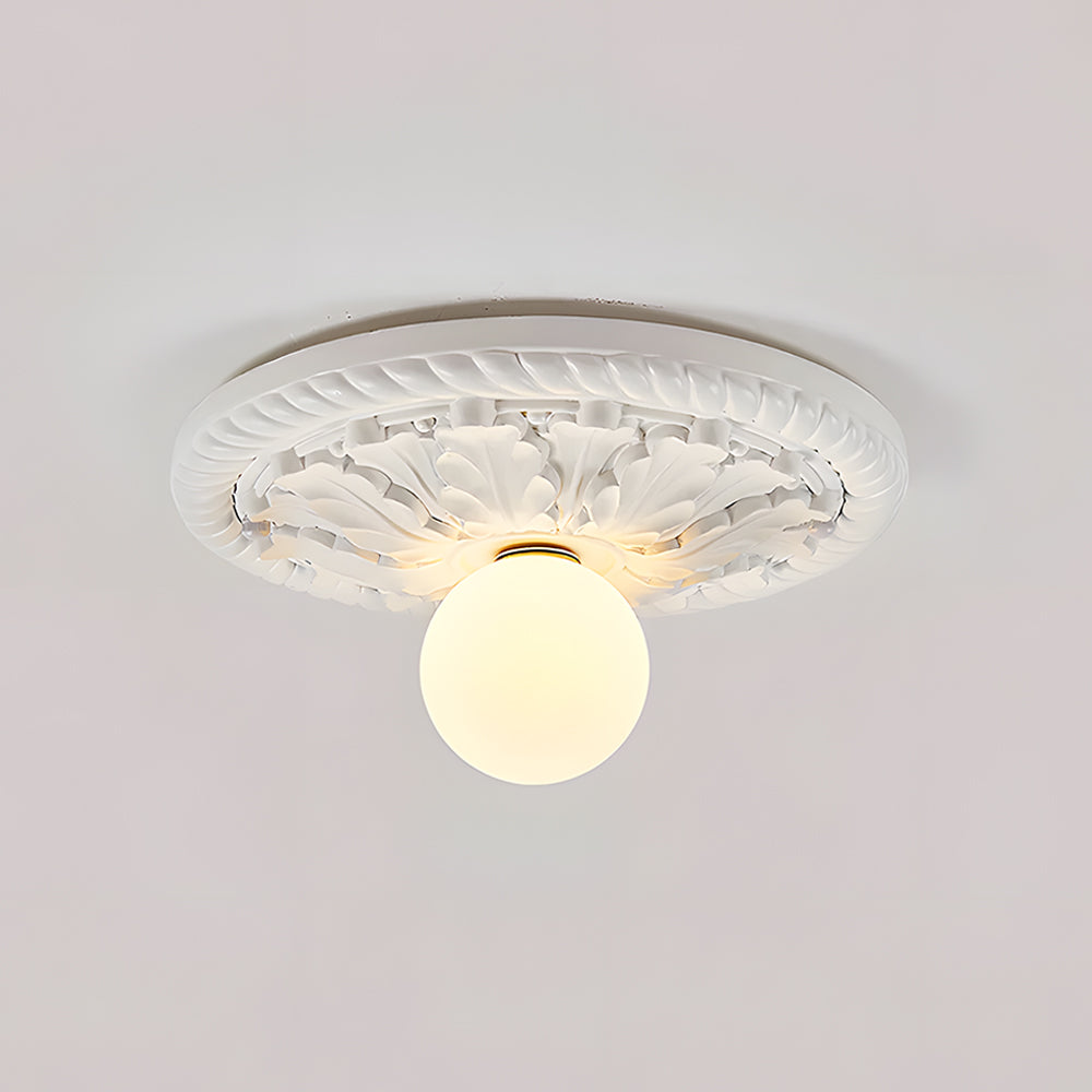 Lightcollects French Round Cream Style Resin Embossed Ceiling Light ...