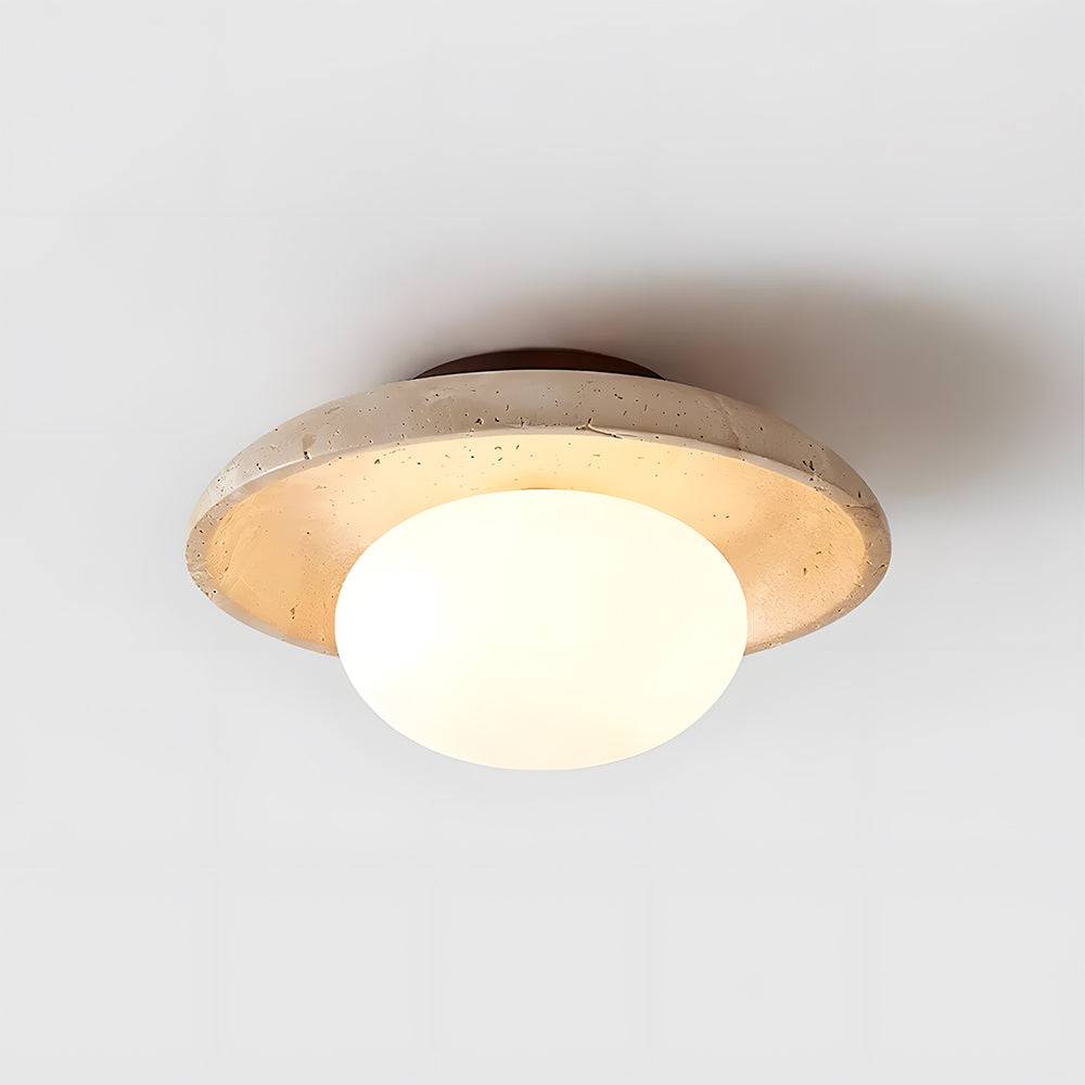 Lightcollects Wabi-Sabi Style Round Yellow Travertine Ceiling Light ...