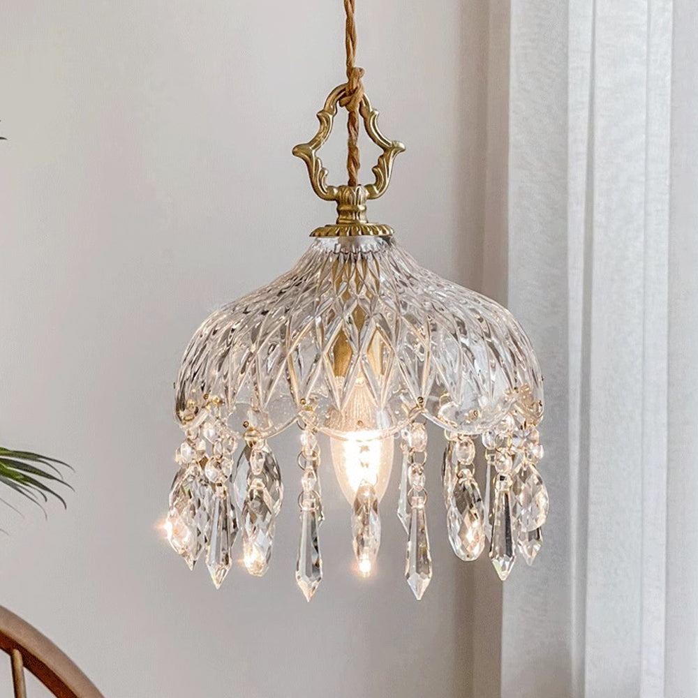 Lightcollects Home Vintage Brass And Crystal Glass Jewel Pendant Light ...